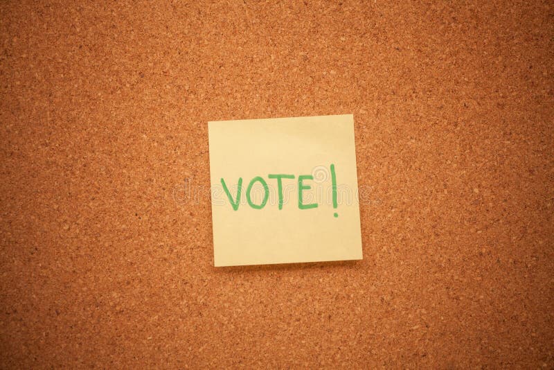 Vote Sticky Note On For Today Paper Lying On Brushed Aluminum Of ...