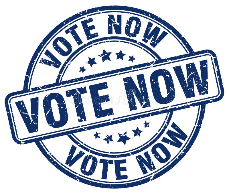 Vote now blue stamp stock vector. Illustration of vote - 119746222