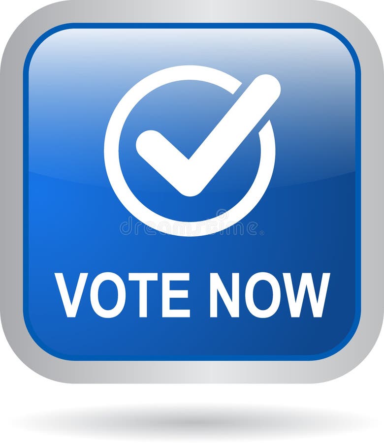 Vote now button blue stock illustration. Illustration of click - 121195903