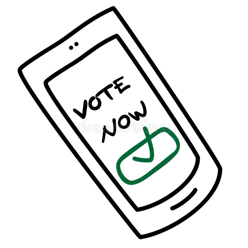 Vote Now Doodle Vector Illustration, Voting with Mobile Device, New ...