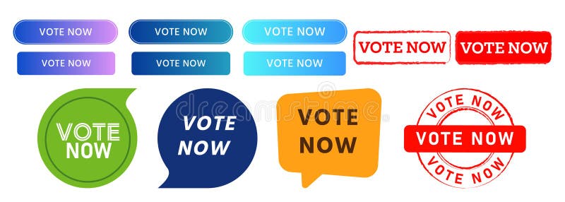 Vote Now Rectangle Circle Speech Bubble Stamp and Button Web for Voting ...