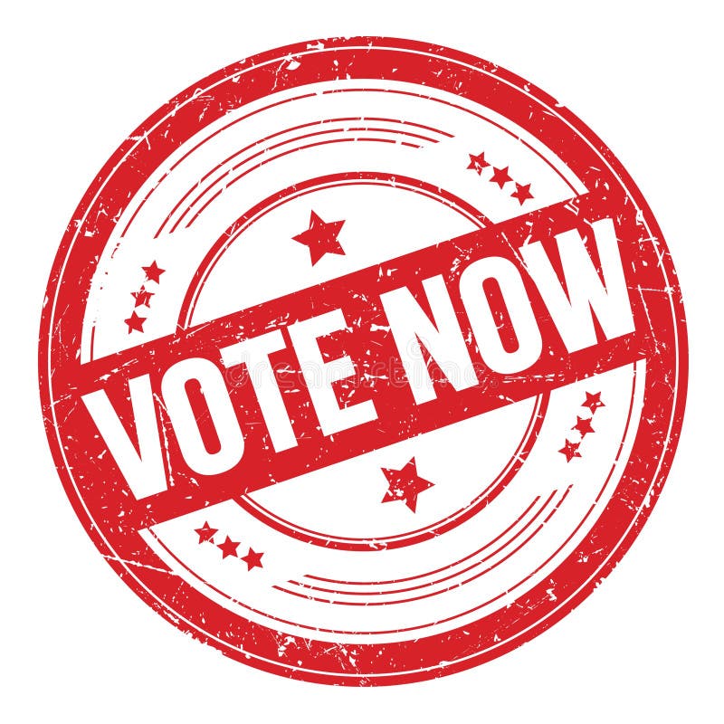 VOTE NOW Text on Red Round Grungy Stamp Stock Illustration ...