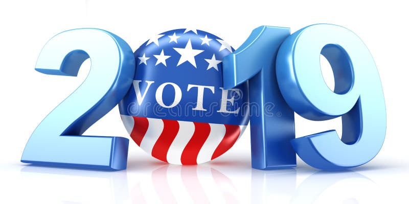 Vote 2019 Red White and Blue Voting Pin in 2019 with Vote Text. 3d ...