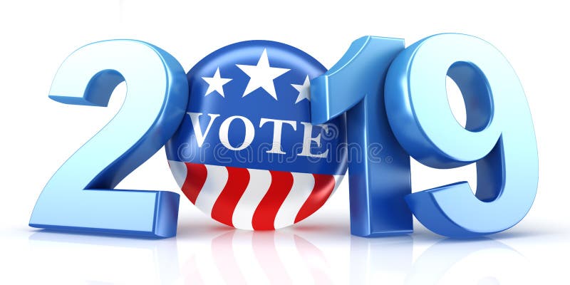 Vote 2019 Red White and Blue Voting Pin in 2019 with Vote Text. 3d ...