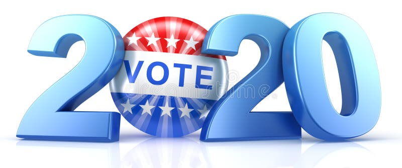 Vote 2020. Red, White, and Blue Voting Pin in 2020 with Vote Text Stock ...