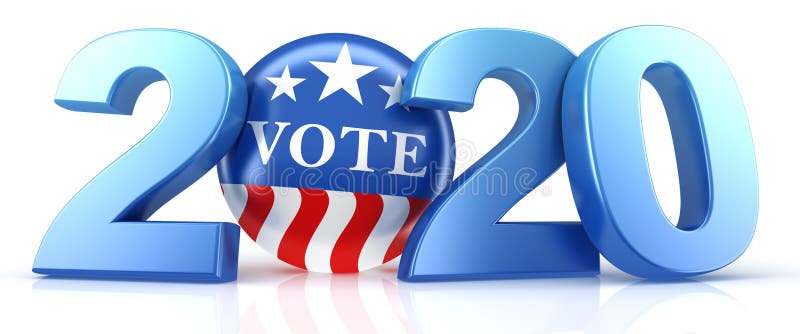 Vote 2020. Red, White, and Blue Voting Pin in 2020 with Vote Text Stock ...