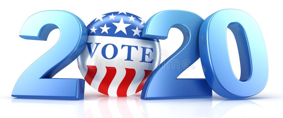 Vote 2020. Red, White, and Blue Voting Pin in 2020 with Vote Text. 3d ...