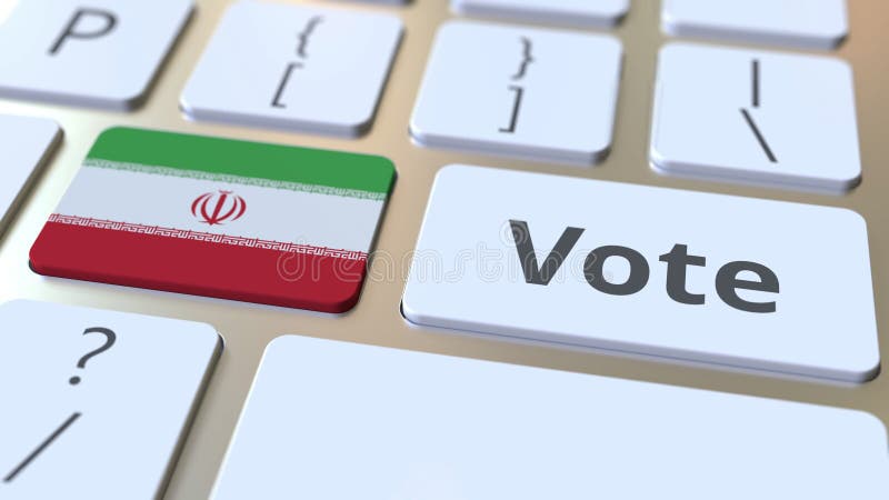 Vote Text and Flag of Iran on the Buttons on the Computer Keyboard ...