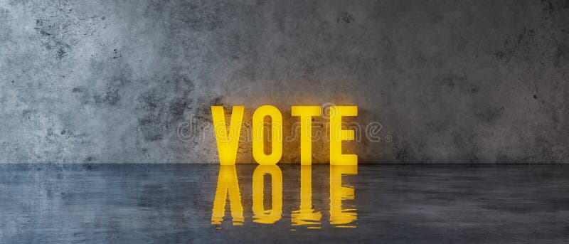 Vote Text Sign on Concrete Wall 3d Render Stock Illustration ...