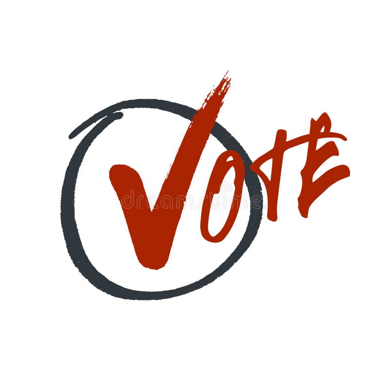 Vote Typography. Grunge Red Check Mark in Hand Drawn Circle Area Stock ...