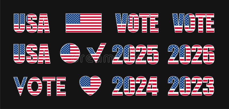 Vote, US Flag Vector Illustration. Stars and Stripes, Sticker Set ...