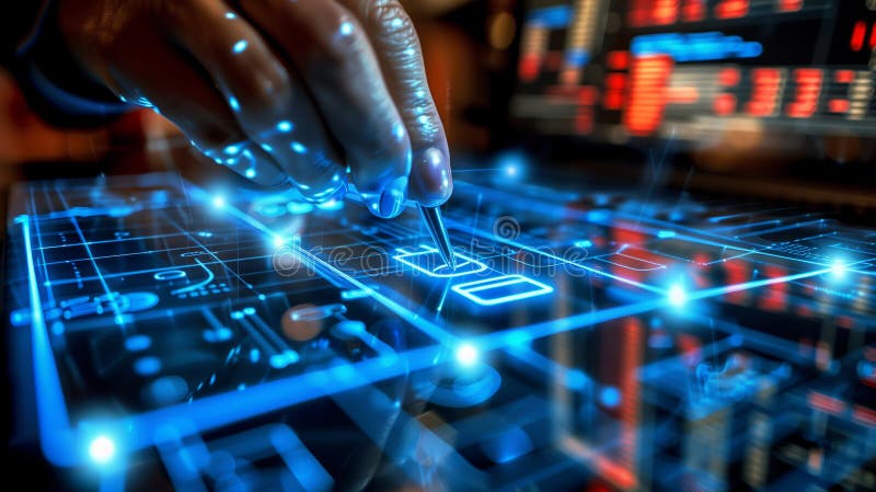 Voter Makes Digital Choice in Electronic Election, Hand on Touchscreen ...