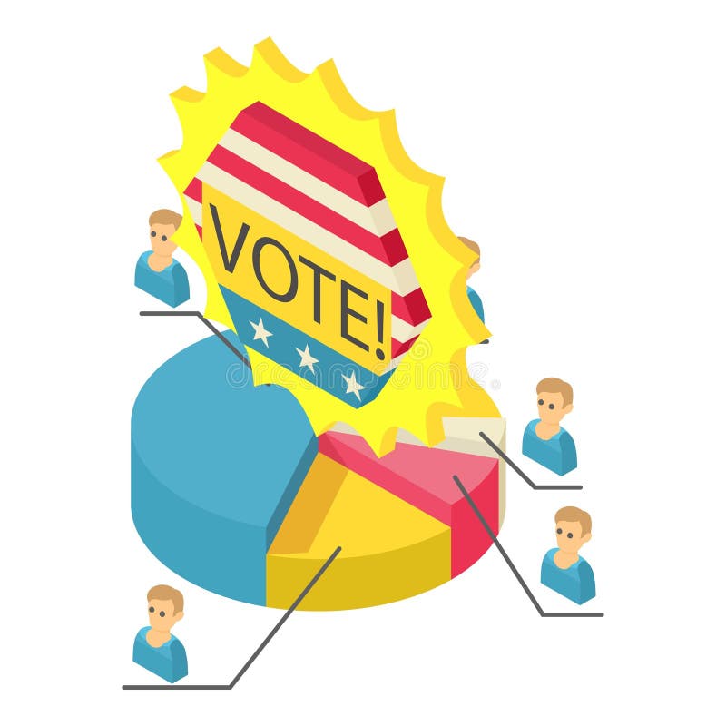 Voter Statistic Icon Isometric Vector. Candidate Pie Chart and ...
