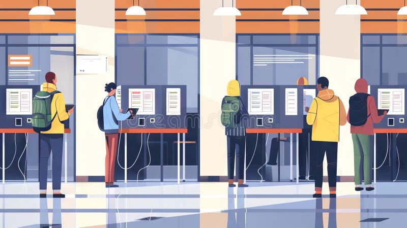 Voters Using Electronic Polling Stations in Modern Voting Center ...