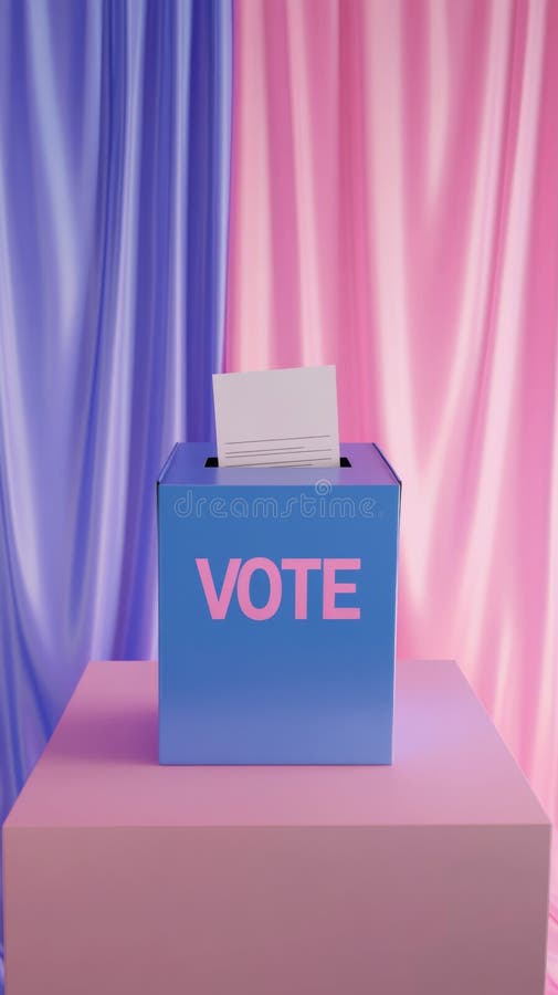 Voting Ballot Being Inserted into Box with Minimalistic Color ...