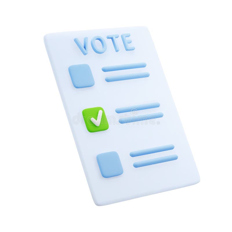 Voting Ballot in a Minimalistic 3D Cartoon Style with Checkboxes and ...