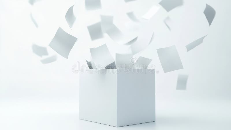 Democracy Action Voting Ballots Falling Ballot Box White Background ...