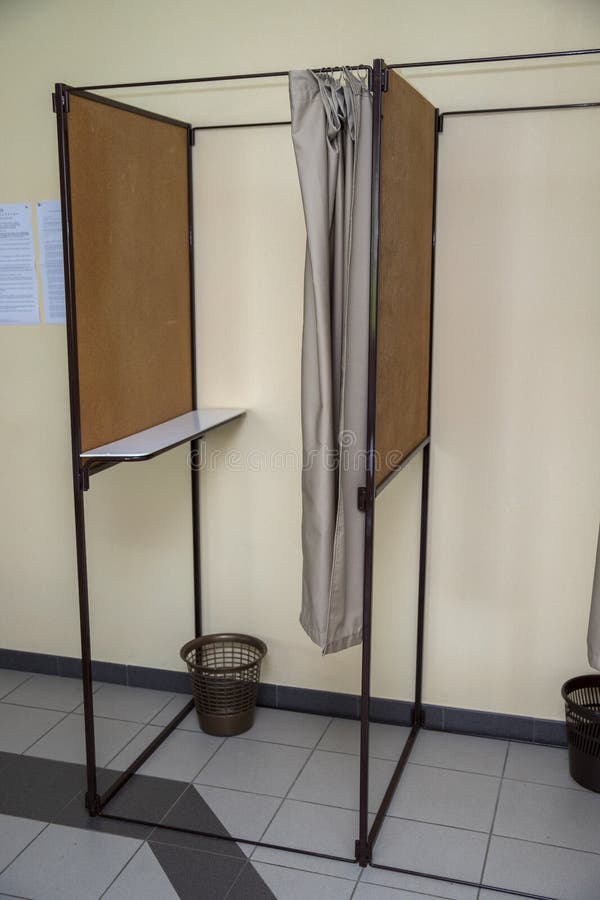 Voting Booth with Curtains Placed in the Voting Rooms Stock Photo ...