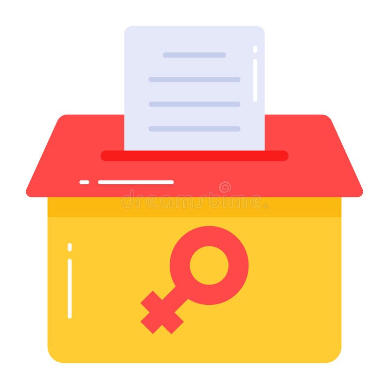 Voting Box with Feminine Symbol, Vector Design of Feminism Voting Stock ...