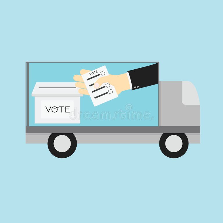 Voting Concept. Car Announces Voting on Road Stock Vector ...