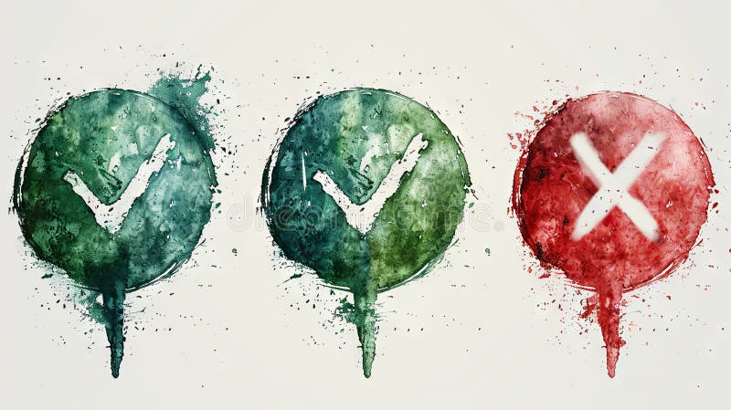 Voting Concept. Green and Red Balloons with a Cross on a White ...