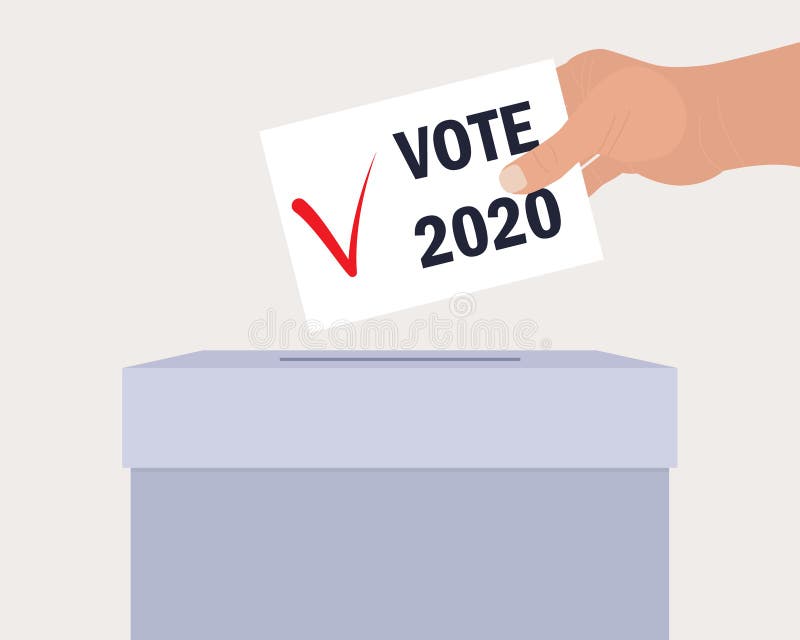 Voting Concept. Human Hand Puts an Envelope in Ballot Box. on Paper ...