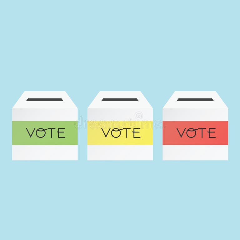 Voting Concept by Three Color Ballot Box Stock Vector - Illustration of ...
