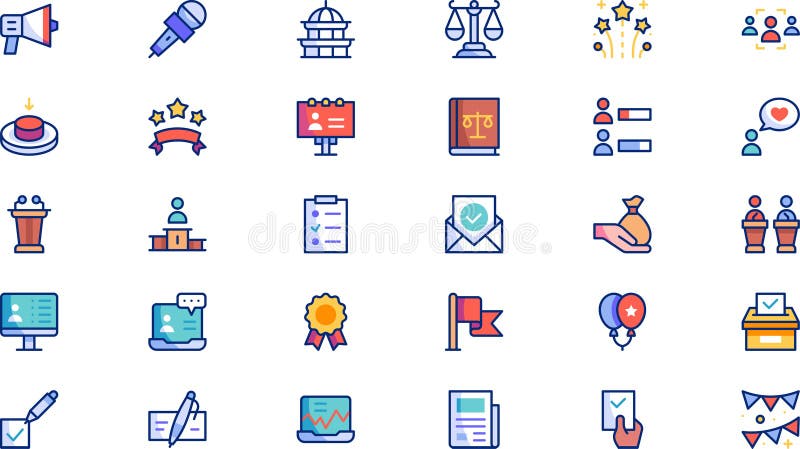 Voting Elections Icons High-Quality Vector Icons Collection with ...