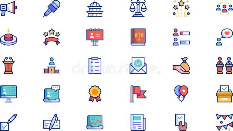 Voting Elections Icons High-Quality Vector Icons Collection with ...