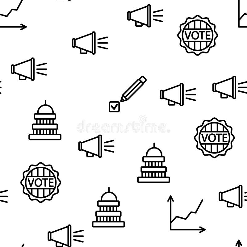 Voting and elections icons stock vector. Illustration of building ...