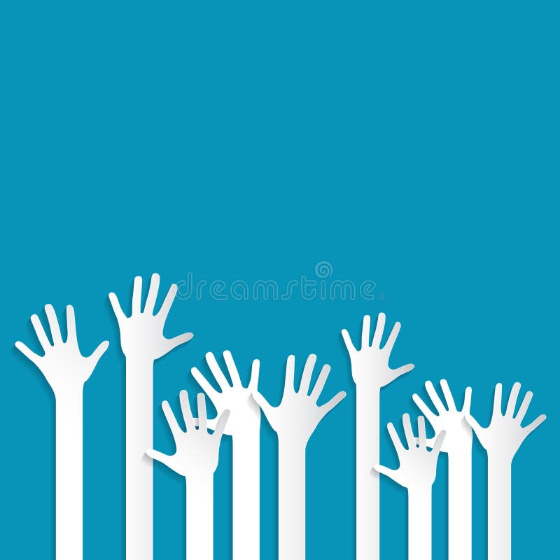Voting Hands on Blue Background Stock Vector - Illustration of helpful ...