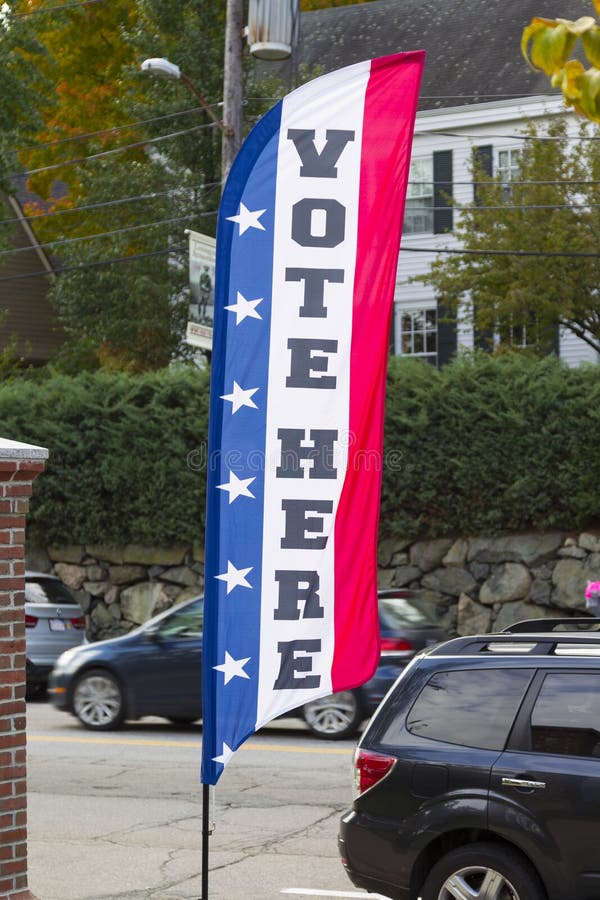VOTING HERE Banner stock image. Image of sign, voting - 129693551