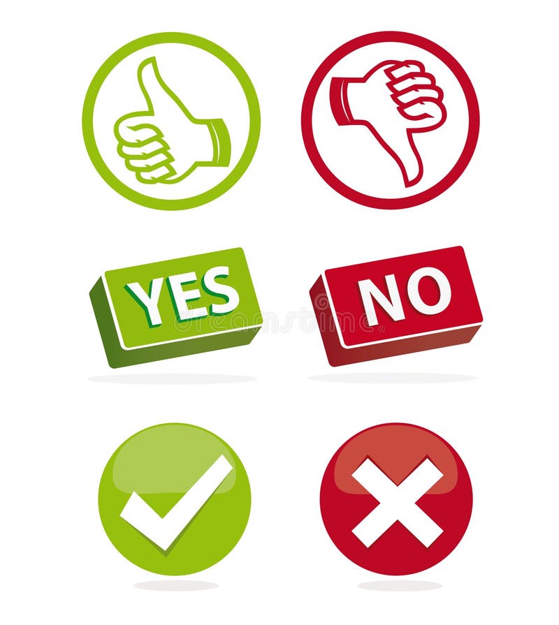Check mark Yes and No stock vector. Illustration of decision - 23948695