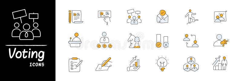 Voting Icons. Vector Editable Stroke Stock Vector - Illustration of ...
