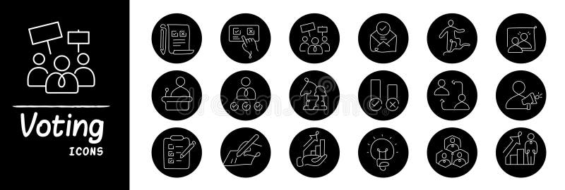 Voting Icons. Vector Editable Stroke Stock Vector - Illustration of ...