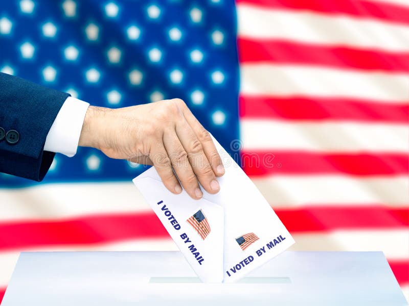 Voting by Mail in Front of American Flag Stock Photo - Image of ...