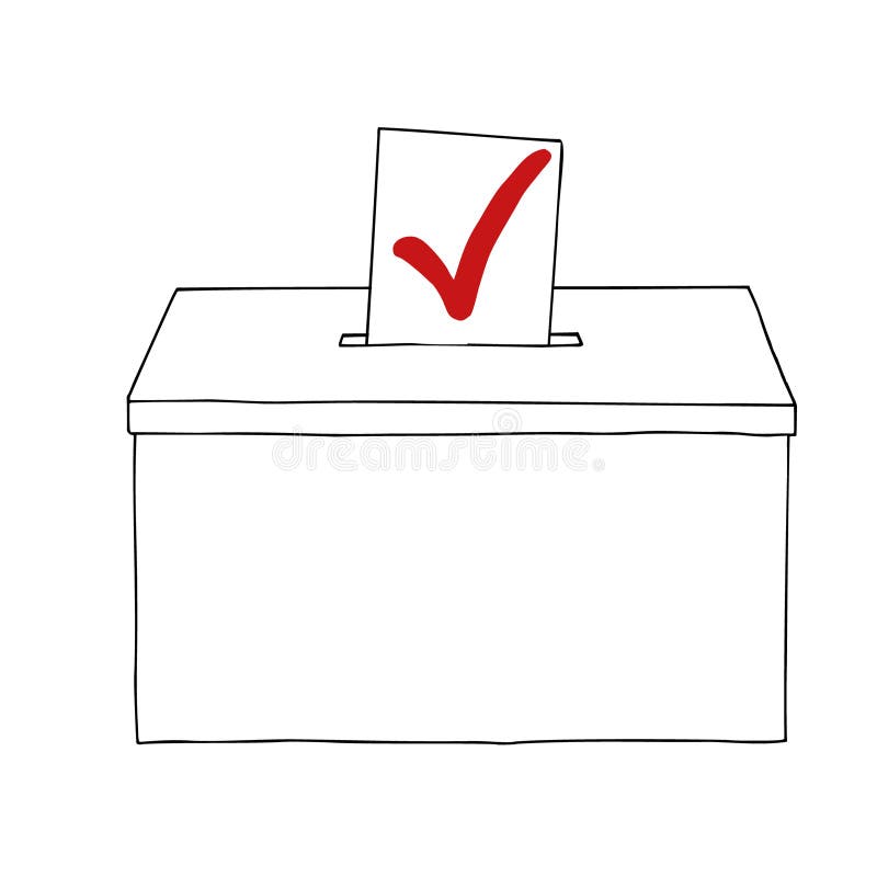 Voting Paper with Red Checkmark Inserting into Ballot Box Vector ...