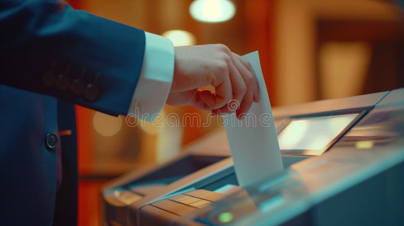 Voting Process, Closeup Image of a Person Casting a Ballot. Election ...