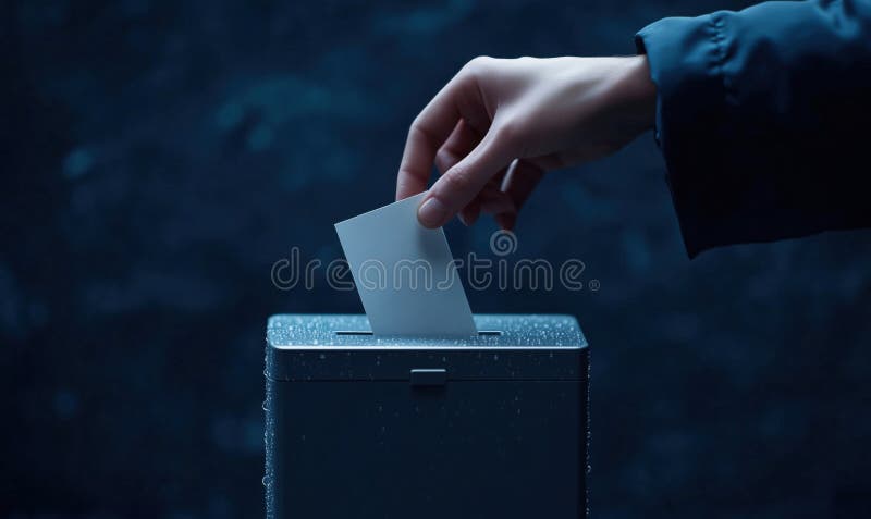 Voting Process with Hand Placing Ballot in Box during Rainy Night Stock ...