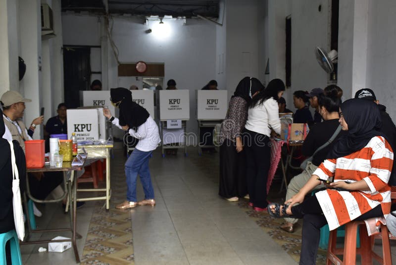Voting Process at a Number of Polling Stations or TPS in Jakarta in the ...