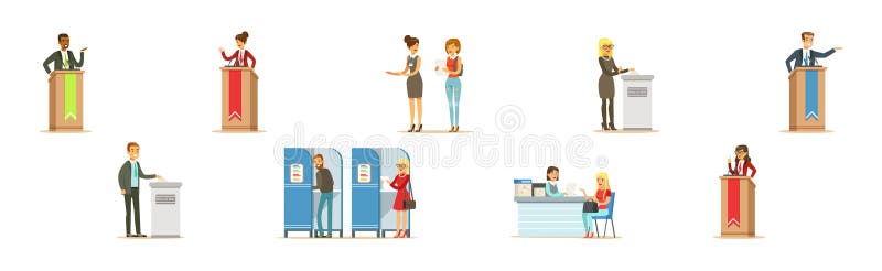 Voting Process with People Voter Character Vector Set Stock Vector ...