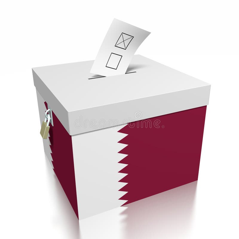 Qatar - Ballot Box, Voting Concept - 3D Illustration Stock Illustration ...