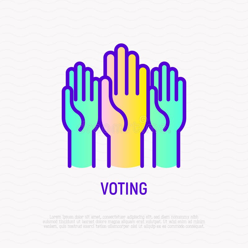 Voting: Raised Hands Thin Line Icon Stock Vector - Illustration of ...