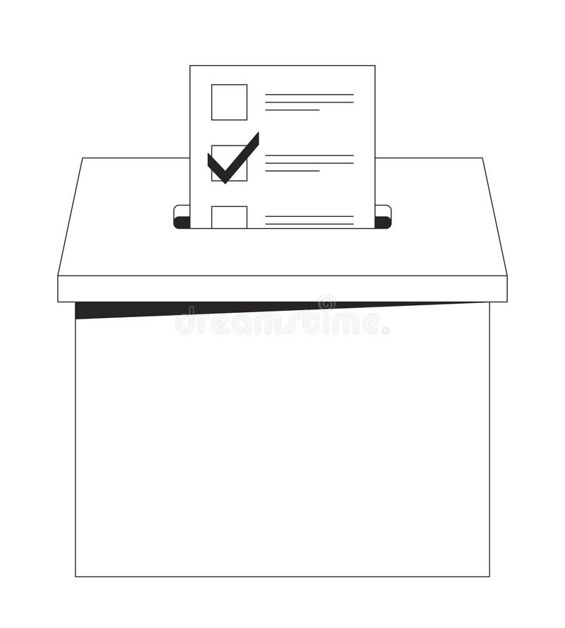 Voting Sheet Inserted into Ballot Box 2D Line Object Stock Vector ...
