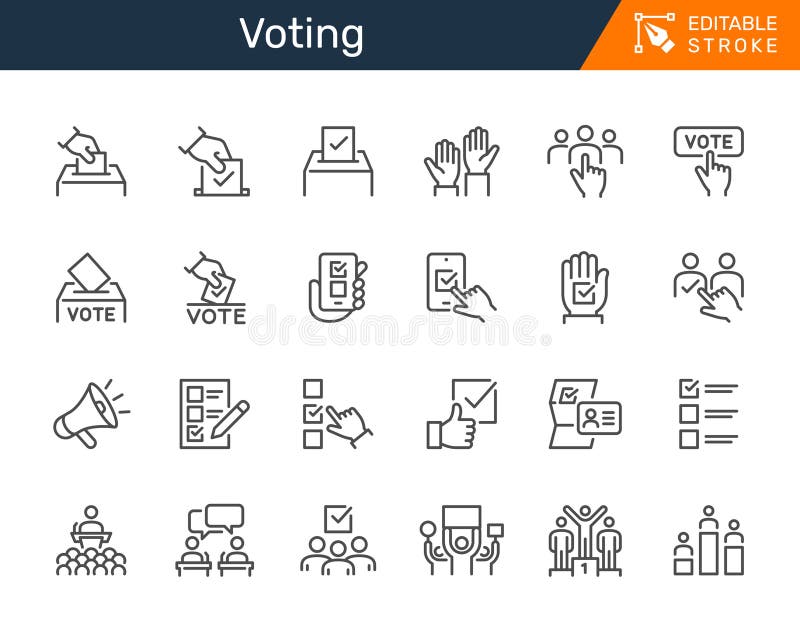 Voting Thin Line Icons. Editable Stroke. Pixel Perfect Stock Vector ...