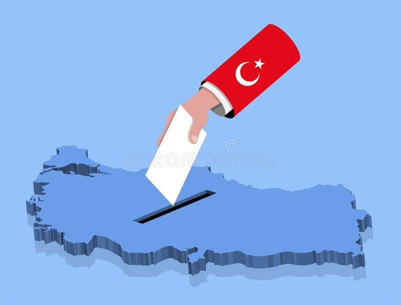 Voting for Turkish Election Over a Turkey Map Stock Vector ...