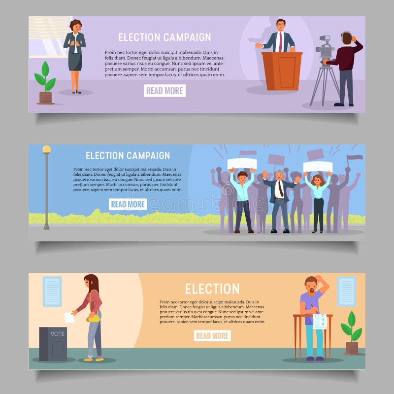 Voting Web Banner Template Set, Vector Flat Illustration Stock Vector ...