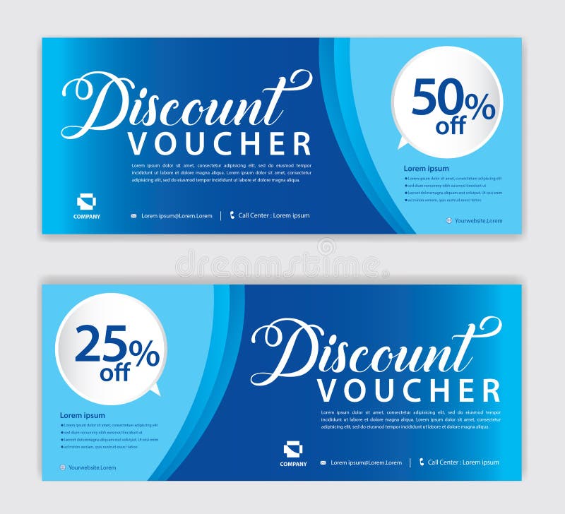 Blue Gift Voucher Template, Discount Voucher Vector, Coupon, Discount ...
