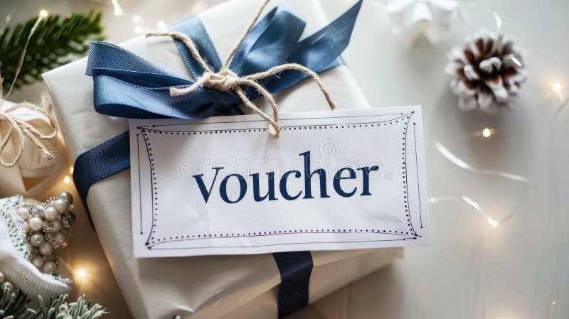Voucher Paper Tag and Christmas Gift AI Generated Stock Image - Image ...