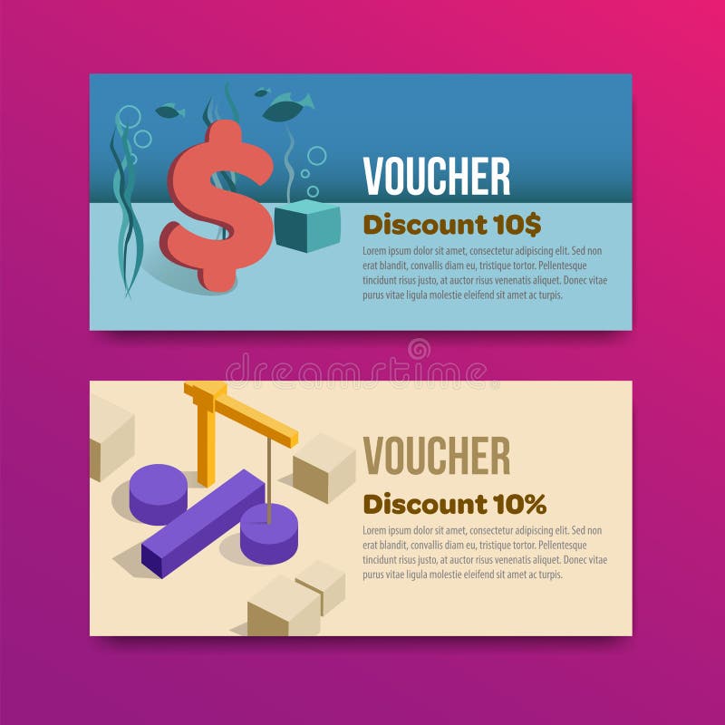 Voucher Set of Two Promotions. Vector Illustrations Flat Stock ...